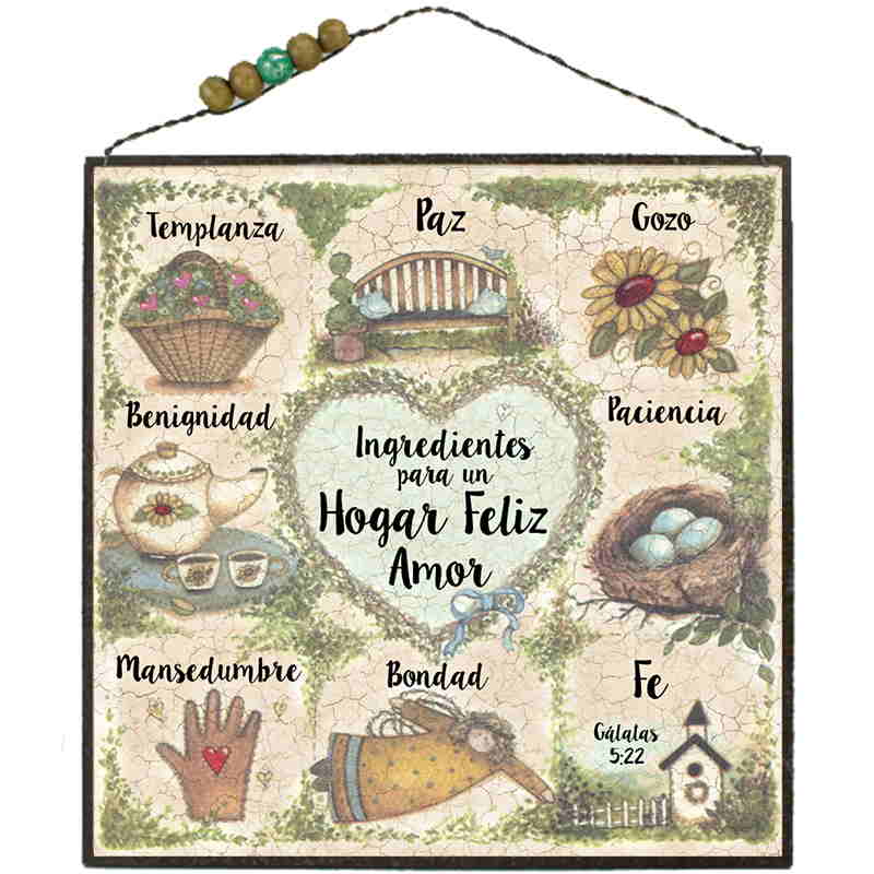 Plaqueta Ingredientes Para Un Hogar Feliz Gálatas 5:22 | Librería Bisel